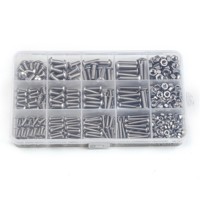 Sada nerezových šroubů s maticemi M3-M5, 500 ks 4box021 ...