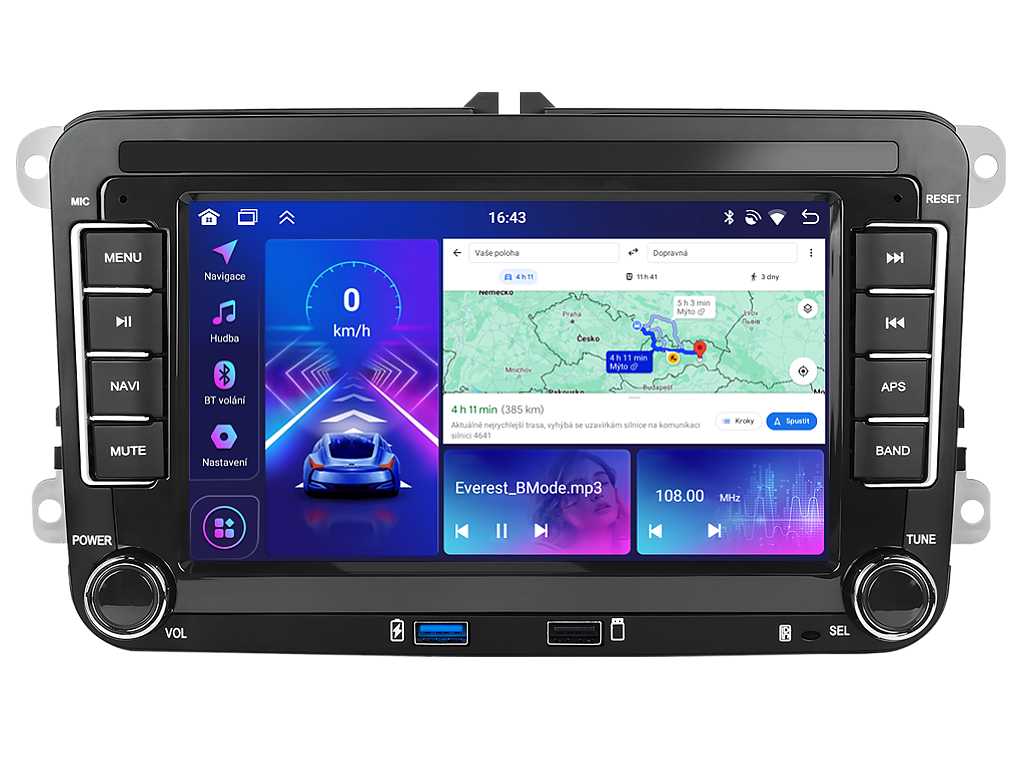 Bmode 2DIN autorádio BW70 Android s GPS Varianta: RAM 6GB, ROM 128GB ...